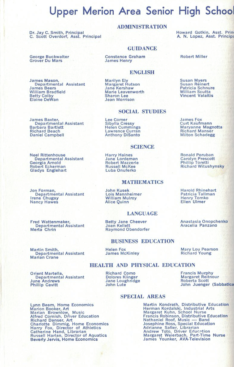 High School Memorabilia – King of Prussia Historical Society